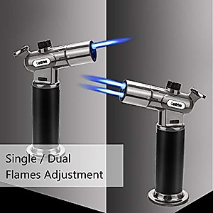 Cadrim Butane Torch, Refillable Culinary Blow Torch Double Fire Cooking Torch and Small Adjustable Flame Kitchen Torch for Creme Brulee, Baking BBQ(Butane Fuel Not Included)