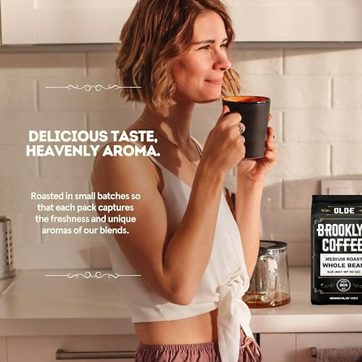 BROOKLYN COFFEE Whole Bean, Classic Medium Roast (5lb) Balanced, Smooth, Mellow - Fresh Bulk Coffee Beans Roasted Weekly in NYC