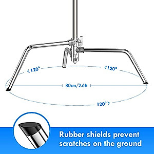 EMART Photography C Stand with Boom Arm, 10ft/300cm Adjustable Heavy Duty Light Cstand with 4.2ft/128cm Holding Arm, 2 Pieces Grip Head for Video Reflector, Moonlight, Softbox