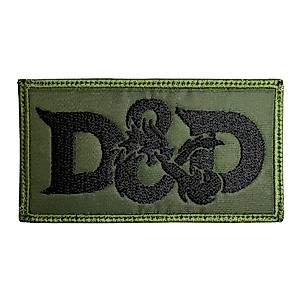 Almost SGT Dungeon & Dragons Logo Patch Olive Drab - Funny Tactical Military Morale Embroidered Hook Fastener Backing