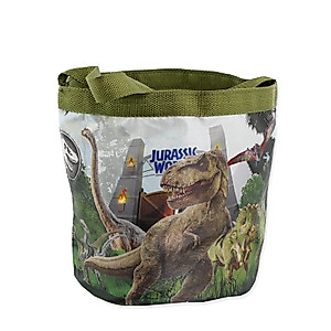 Jurassic World Dinosaurs Collapsible Nylon Basket Bucket Tote Bag (One Size, Green)