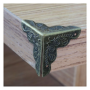 Tegg Box Corner Protector 20PCS Antique Brass Triangle Rattan Carved Wood Case Edge Guard
