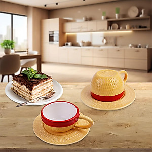 HACOCOLA Anime Ceramic One Piece Coffee Mugs Merch, Luffy Straw Hat Manga Milk Tea Cup Collection Gift Set for Anime Lovers (Luffy)