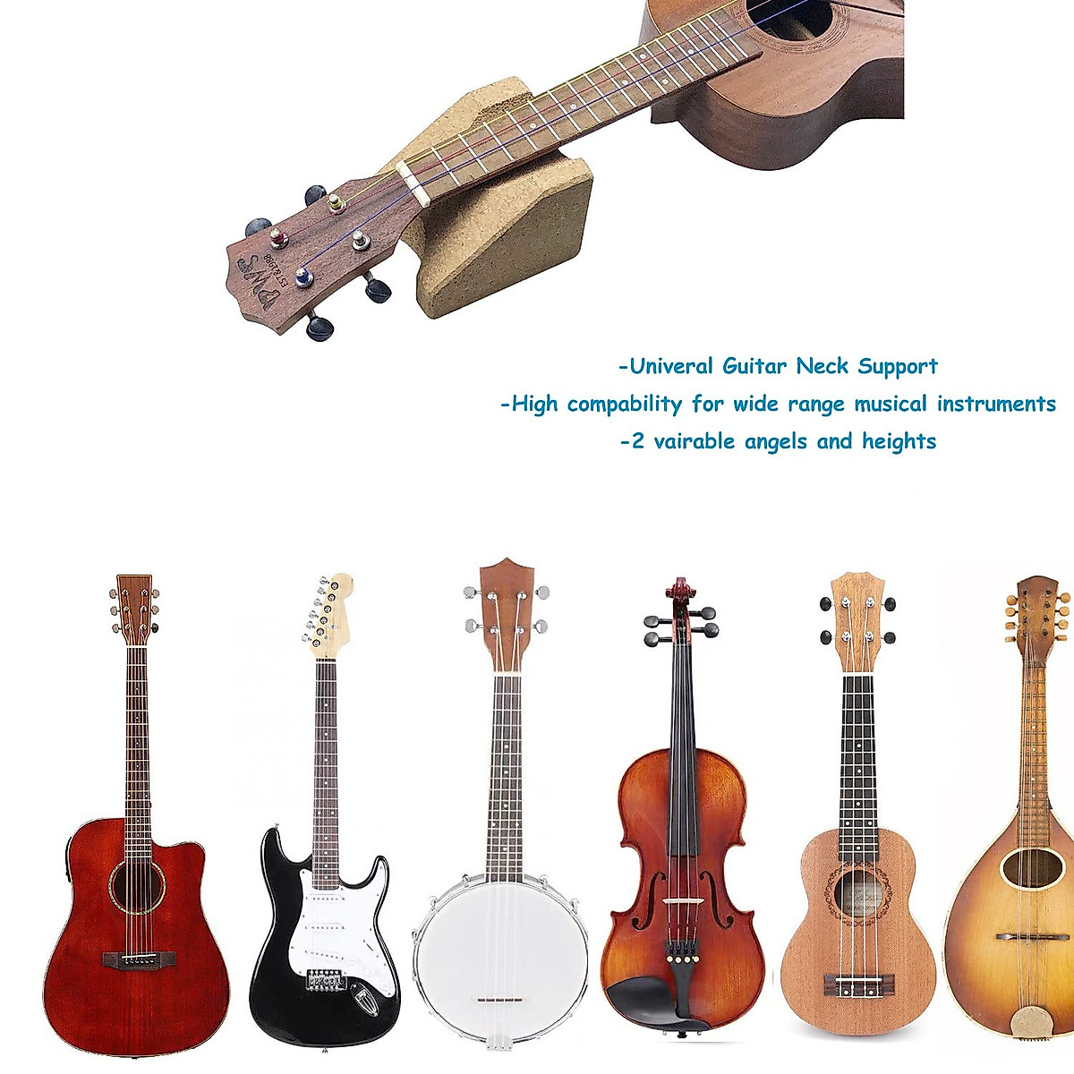 Craymin Guitar Neck Rest Support Guitar Maintenance Neck Support for String Change, Fret Leveling, Nut Adjustment of String Instruments Guitars, Basses, Ukulele, Mandolin, Banjo