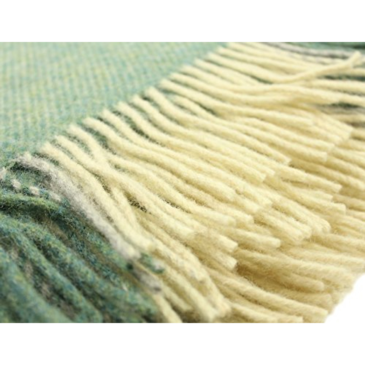 Biddy Murphy, Genuine Irish 100% Wool Plaid Blankets, Soft & Warm Lambswool Knee Throw/Toss Size 54" x 45" Inches, Imported from Ireland, Green/White