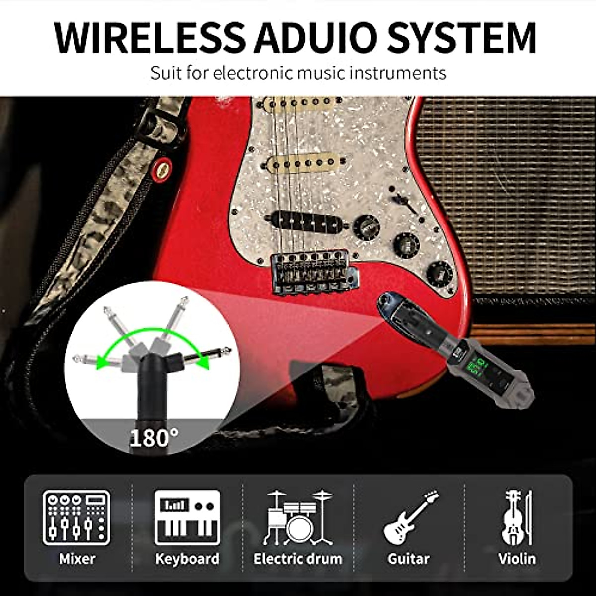 XTUGA C-977 UHF Wireless XLR Transmitter and Receiver& Wireless Guitar Transmitter Receiver,Rechargeable Mic Adapter 16 Channels 164ft Range for Dynamic Microphone,Audio Mixer,Electric Guitar Bass