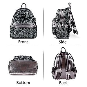 Girls Fashion Backpack Purse: Sequin Mini Back Pack Women PU Leather Small Cute Bag Space Gray