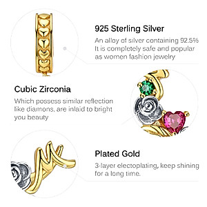 AIEGNOS Mom Flower Charm for Bracelet Necklace 925 Sterling Silver Gold Mother Charm for Mother Wife Women Birthday Mothers Day Gifts