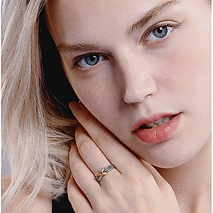 ChicSilver Gold and Silver Rings Crossover X Rings for Women Criss Eternity Bands Engagement Wedding Rings for Women