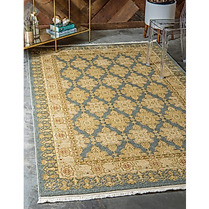 Unique Loom Edinburgh Collection Area Rug-Zinnia, 10 ft 6 in x 16 ft 5 in, Blue/Beige
