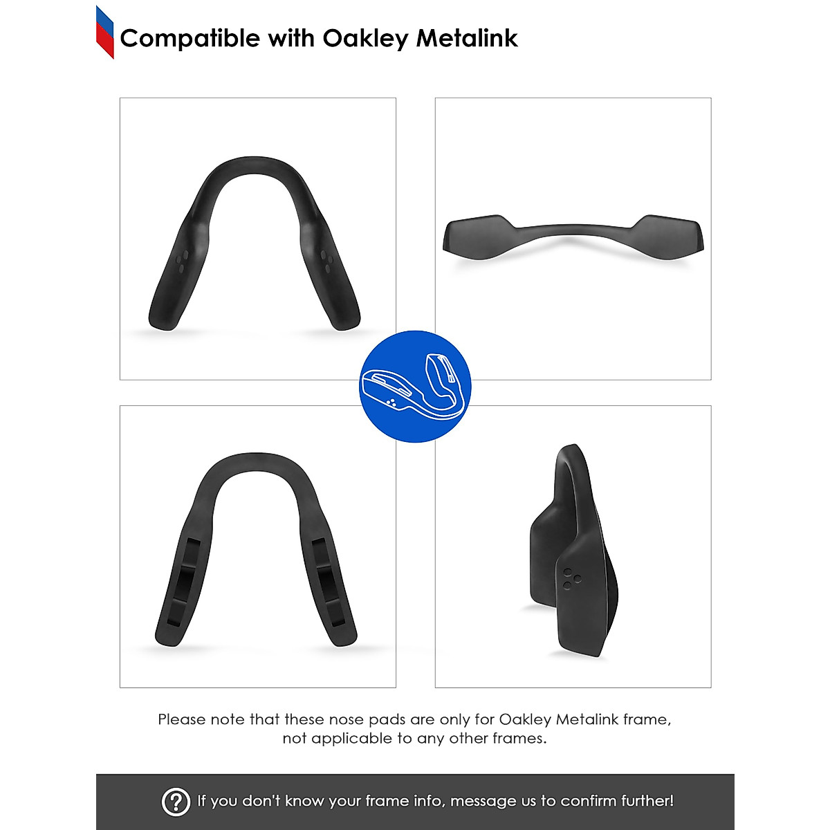 BLAZERBUCK Replacement Nose Piece Nose Pads for Oakley Metalink OX8153 Eyeglasses - Black + Black