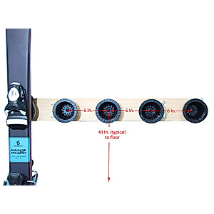 Button Ski Hanger 5-Pack, 5 Individual Fixtures To Safely Store 5 Pairs Of Alpine Skis Of Any Shape Or Size (Rockers, Carvers, Racers, Kids) To Make A Wall Or Floor Ski Storage Rack