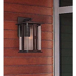 Franklin Iron Works Fallbrook Rustic Farmhouse Outdoor Wall Light Fixture Bronze Steel 11 3/4" Clear Frosted Double Glass for Exterior House Porch Patio Outside Deck Garage Front Door Garden Home