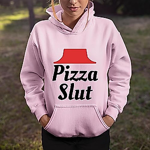 Unique Pizza Slut Coffee for Coffee Lovers White and Muticolor Unisex Hoodie