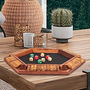 AMEROUS Upgraded 1-6 Players Shut The Box Dice Game, Wooden Board Table Math Game with 16 Dice for Kids Adults, Family Classroom Home Party or Pub