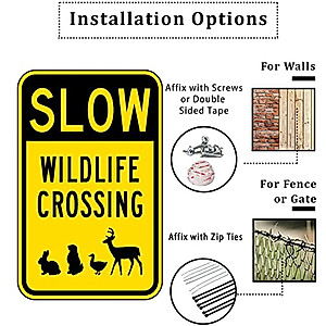 QKIODS Aluminum Metal Sign Slow Wildlife Crossing For Bars Club Restaurants Cafes Pubs