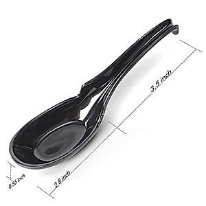 Hiware 12-piece Asian Soup Spoons, Rice Spoons, Chinese Won Ton Soup Spoon - Notch and Hook Style, Black