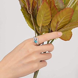 Zomodia 925 Sterling Silver Promise Rings for Her Personalized Mothers Rings with 2 Simulated Birthstones Womens Meaningful Engagement Wedding Names Jewelry (9)