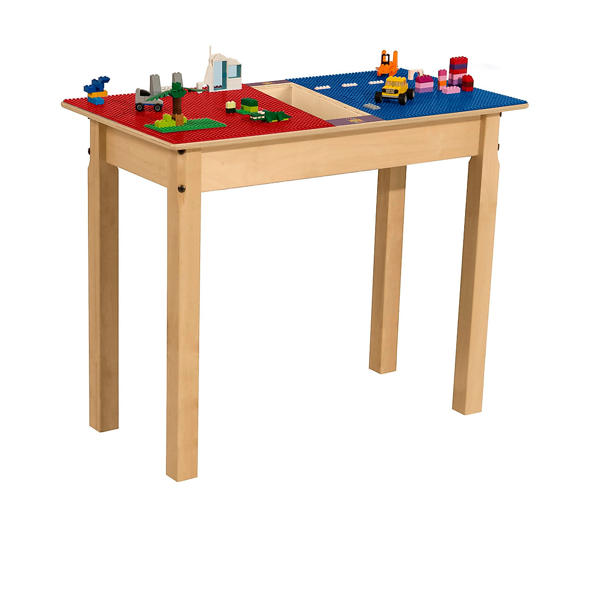 Contender Time-2-Play Kids Activity Play Table, Compatible with Lego Bricks, Extra Sturdy Birch Plywood, 35" W X 15.5" D, Red & Blue, 22" Legs for Ages 6-9