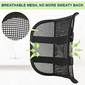 Lumbar Support with Breathable Mesh Layers and Double Sturdy Adjustable Straps, Comfortable Ergonomic Backrest for Office Chair and Car Driver Seat, Posture Cushion and Lower Back Support Pain Relief