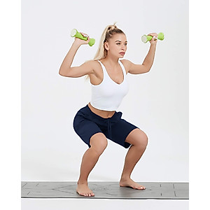 Stelle Womens Bermuda Knee Length Exercise Running Lounge Sweat Shorts with Deep Pockets (Medium, 10" Navy)