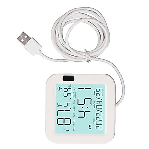 Thermometer Hygrometer, 0 to 60℃ 0% to 99% RH Temperature Humidity Meter 5V 1A for Living Room Kitchen Bedroom