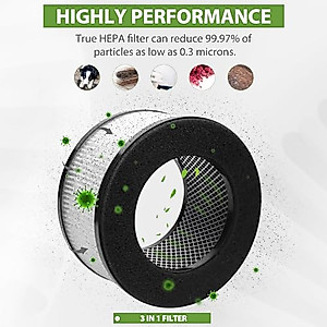 Smilyan BS-01 True HEPA Replacement Filter Compatible with Slevoo BS-01 Air Purifier, 3-in-1 BS01 Air Filter Replacement,2 PACK (NOT fit for BS-03)