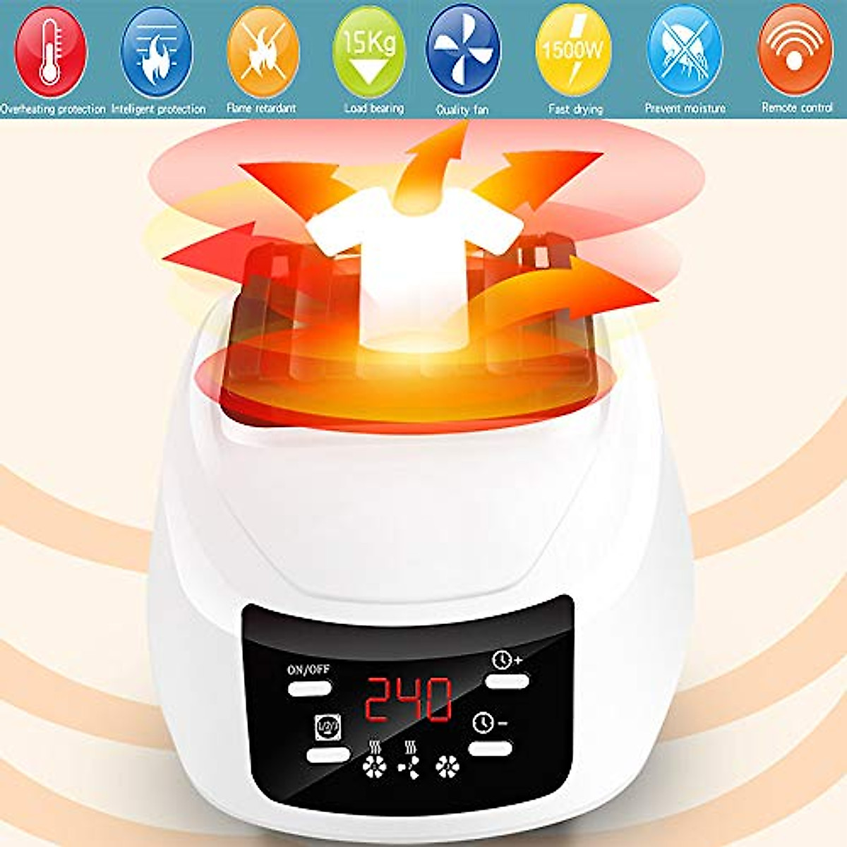 Clothes Dryer 110v-240v Foldable Electric Portable Household Folding-Dry Machine with Remote Control Adjustable Timer Low Noise for Home,Laundry,Apartment 1500W (Blue-Elephant)