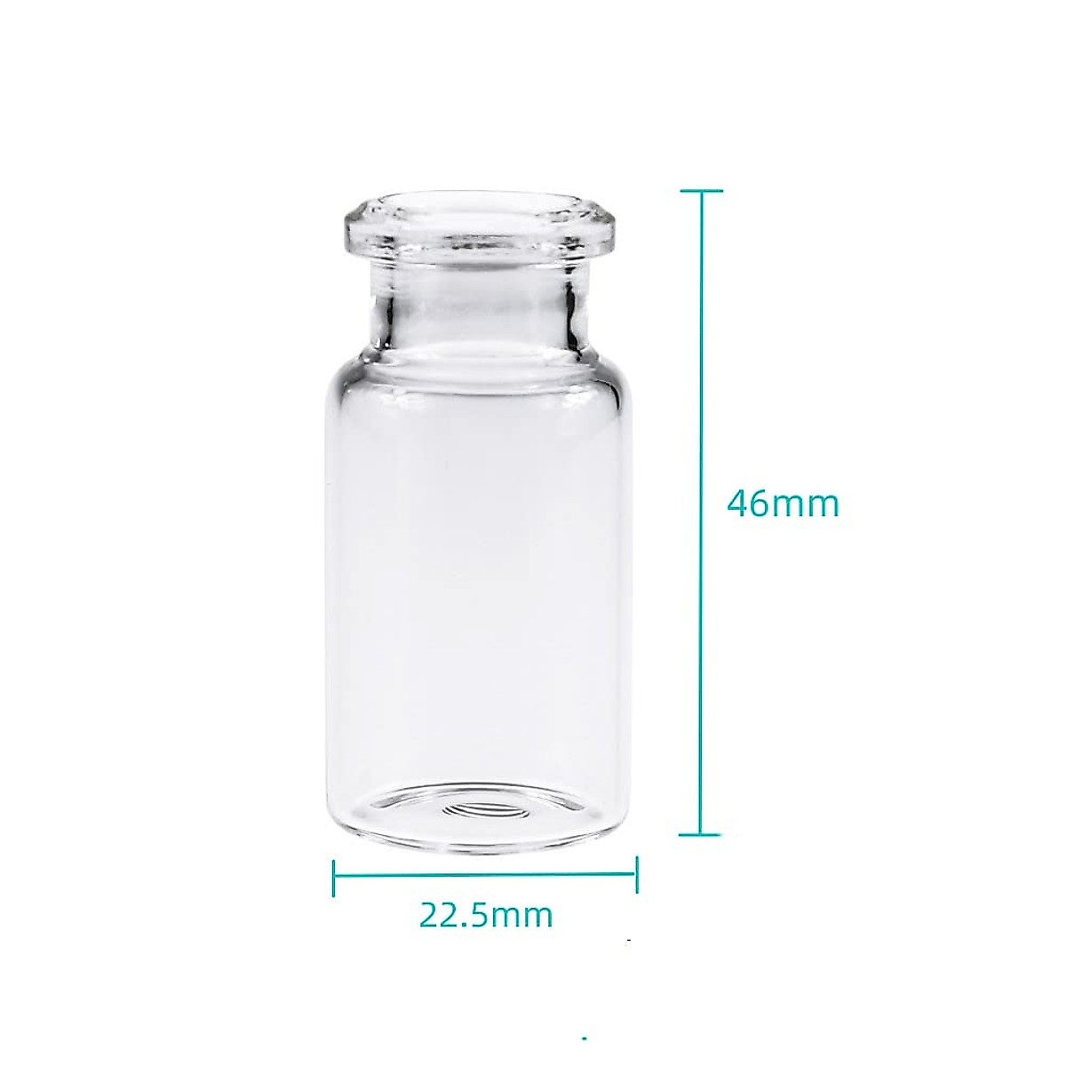 Borosilicate Glass Standard Crimp Headspace Vial,10ml Capacity,Flat Bottom,Beveled Finish, 22.5x46mm, Pack of 100