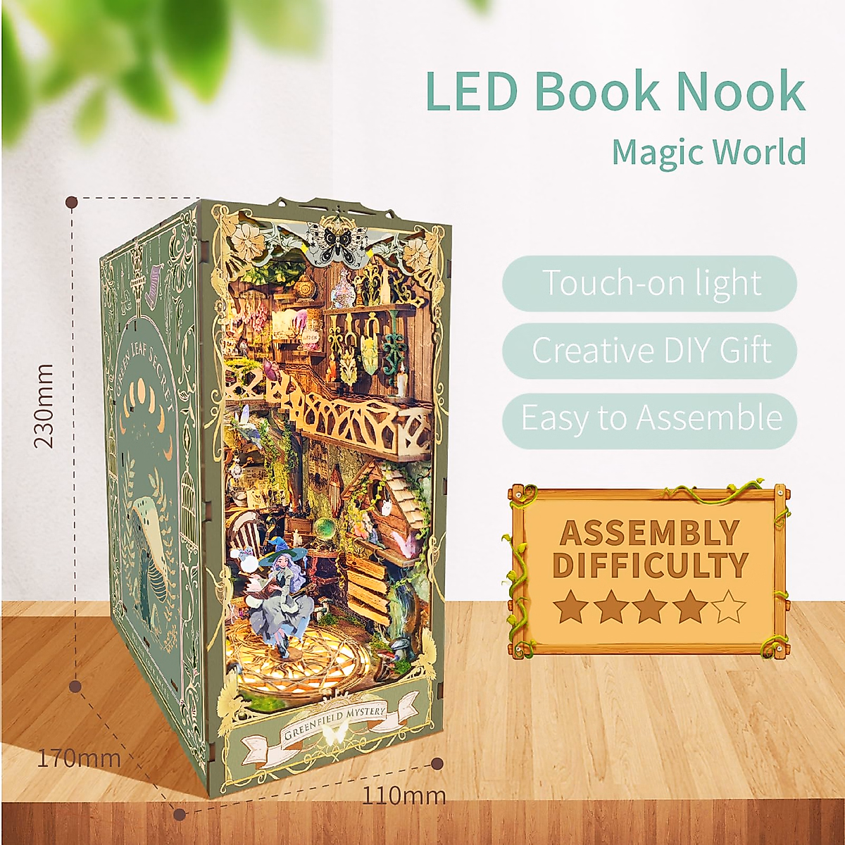 ROCOXIA DIY Book Nook Kit, DIY Miniature Booknook, Book Nook Shelf Insert, Birthday Thanksgiving Day Christmas (Greenfield Mystery)