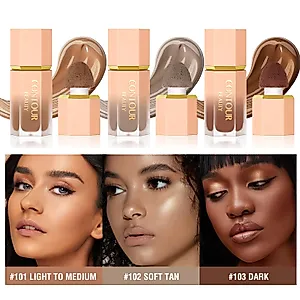 HOSAILY Liquid Contour Stick, Soft Cream Contour Makeup, Liquid Bronzer Face Concealer Matte Contouring with Cushion Applicator, Long Lasting Silky Face Contour Cream Bronzer Contouring Makeup (101)