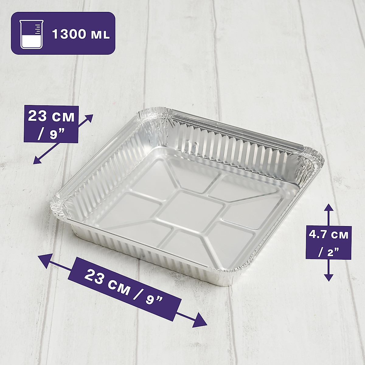 MATANA 9x9 Aluminum Pans with Lids (25 Pack) Disposable Aluminum Tays - 9" Inch Square Foil Cake Baking Pans & Food Containers with Lids