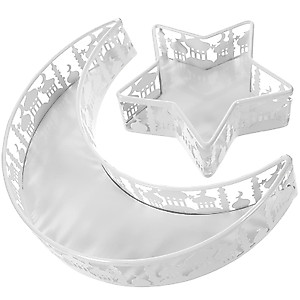 MAGICLULU Eid Ramadan Food Tray Iron Moon Star Shape Serving Plate Candy Dessert Food Storage Container Eid Decoration Ramadan Party Favor