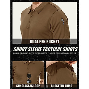 MAGCOMSEN Mens Polo Shirts Short Sleeve Work Shirts Golf Shirts Casual Shirts Quick Dry Shirts Summer Shirts Brown L