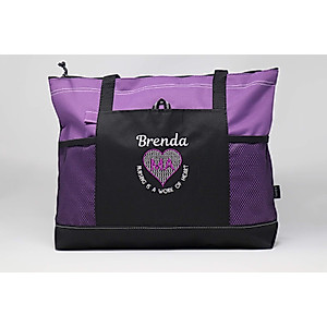 Nursing is a Work of Heart Personalized Embroidered Nurse, CNA, RN, LPN Tote Bag.