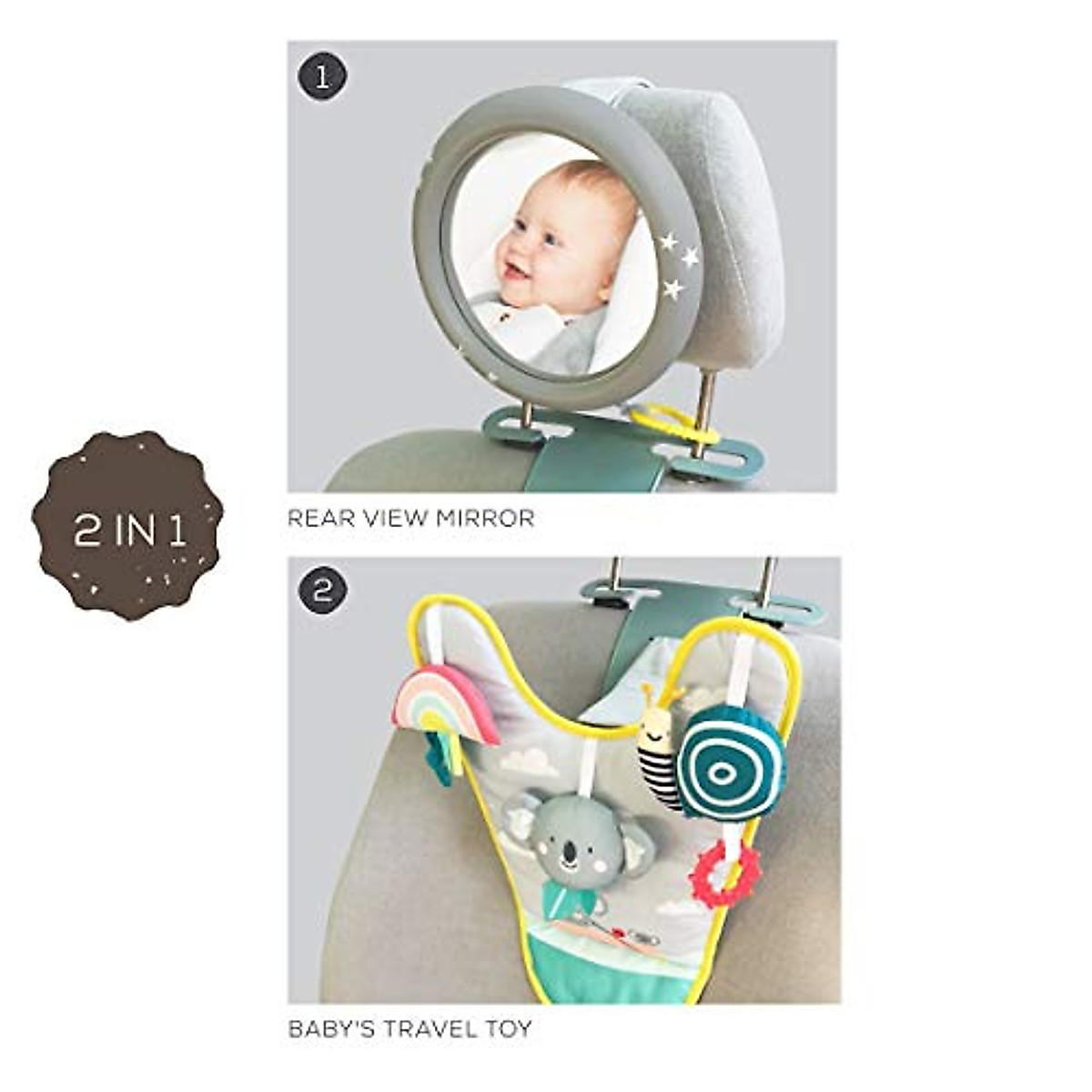 Taf Toys Koala in-Car Play Center | Parent and Baby’s Travel Companion, Keeps Both Relaxed While Driving. Car Activity Center with Mirror to Watch Baby from Driver’s Seat, for 0 Months and up