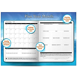 InnerGuide Undated Yearly Wellness Planner - Daily Weekly & Monthly Organizer & Appointment Book - Goal Setting - Journal - Faux Leather Cover - “8” x 9” - Turquoise