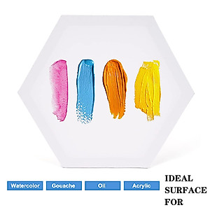 yazi Hexagon Canvas Boards for Painting,5 Packs 12in Stretched Boards Acrylic Painting Carved Decoration Boards, Art Kit DIY Gift for Kids and Adults