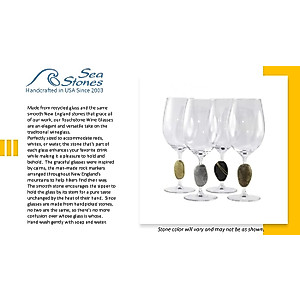 Sea Stones “Touchstone” Universal Wine Glass Set of 2-18oz Thin Rim, Long Stem Summer Glassware - Artisan River and Ocean Stone - Perfect for Birthday, Wedding and Anniversary or New House