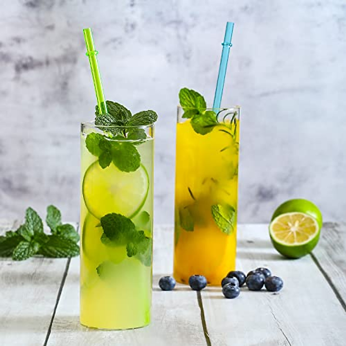 24 PCS, Reusable Straws with 4 Cleaning Brushes, 10.5" Long Tritan Hard Plastic Straws, 12 Colors Translucent Replacement Drinking Straws for 16OZ-32 OZ Tumblers, Cups, Jars, YETI, Starbucks, BPA Free