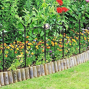 Decorative Garden Fence 10 Panels, Rustproof Outdoor Landscape Metal Border Edging Fencing Flower Animal Dogs Barrier Section Panel Decor