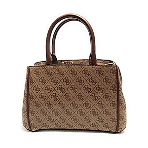 GUESS Izzy Small Girlfriend Satchel, Latte Logo/Brown