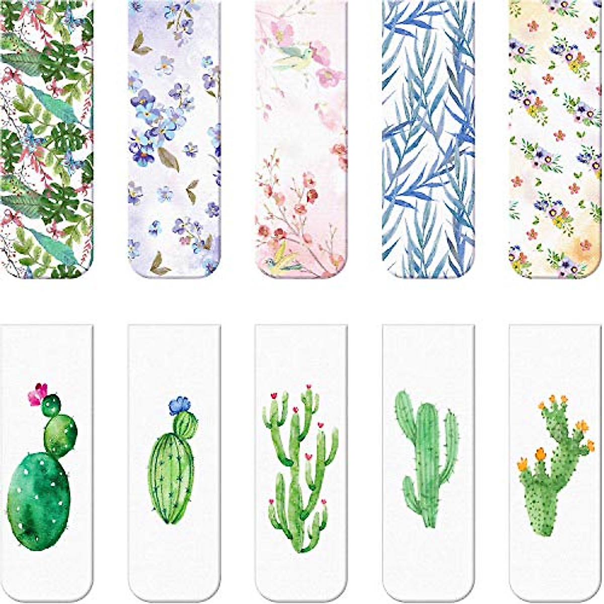 10 Pieces Magnetic Bookmarks Magnet Page Markers Assorted Book Markers Set for Students Reading (Cactus Syle, 2.3 x 0.8 Inch)