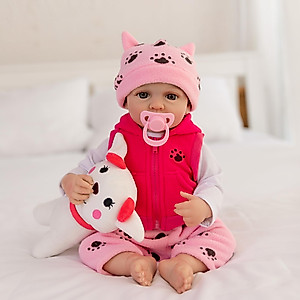 DAYOFF KIDS Realistic Reborn Baby Dolls,18 Inch Lifelike Newborn Baby Doll Real Life Baby Dolls Soft Weighted Reborn Doll Christmas or Birthday Gift Toys for 3+ Years (Girl)