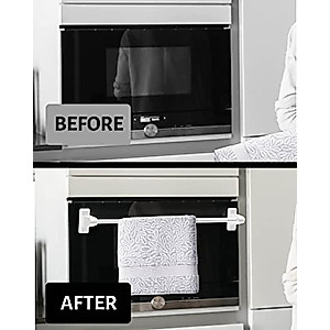 Skywin Magnetic Towel Holder for Refrigerator - 1 Pack Small Magnetic Curtain Rod for Metal Door with Adjustable Length - Fits Towels and Easily Attachable (White)