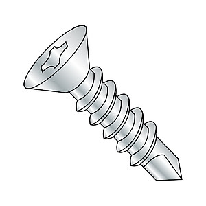 Small Parts 1256KPF Steel Self-Drilling Screw, Zinc Plated Finish, 82 Degree Flat Head, Phillips Drive, #3 Drill Point, #12-14 Thread Size, 3-1/2" Length (Pack of 10)