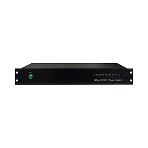 HDView CCTV Distributed Power Supply Box for Security Camera, PTC Resetable Fuse [no Fuse Burn], Rack Mount (18 Ports 20Amp, 12V DC Power)