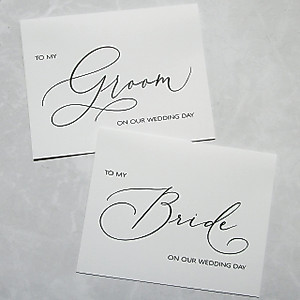 Set of 2 Wedding Day Cards with Shimmer Envelopes, To My Bride on our Wedding Day Card, To My Groom on our Wedding Day Card