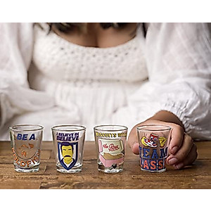 Silver Buffalo Ted Lasso Quotes 4-Pack Mini Glass Set, 1.5 Ounces, Multicolor