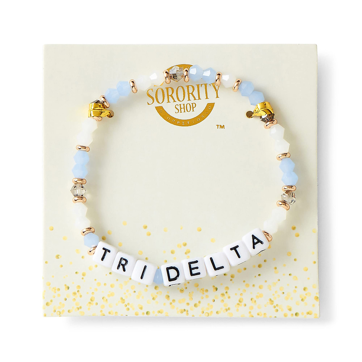 Sorority Shop Glass Bead Bracelet, DDD Name Beads, 18K Gold Accent, Big Little Sorority Gifts, Bracelet
